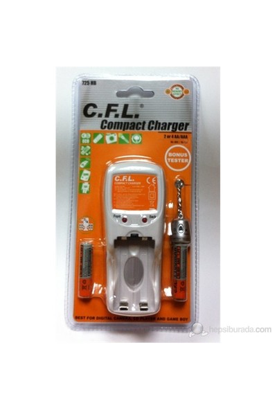 C.F.L. 725HB Compact Şarj Cihazı + Pil Test Cihazı + 2 Adet 1100 maH İnce Kalem Pil C.F.L. 725HB Compact Şarj Cihazı + Pil Test Cihazı + 2 Adet 1100 maH İnce Kalem Pil