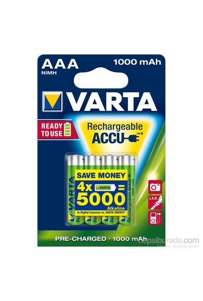 Varta Rechargeable Accu Aaa / Hr03 Ready To Use 1000Mah Bls 4 5703301404 Varta Rechargeable Accu Aaa / Hr03 Ready To Use 1000Mah Bls 4 5703301404