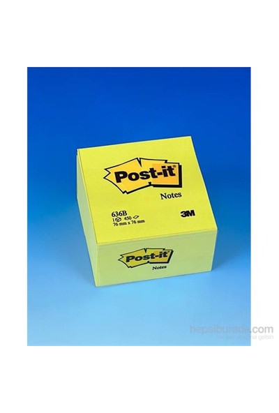 Post-it® Küp Not, Sari, 450 yaprak, 76x76mm Post-it® Küp Not, Sari, 450 yaprak, 76x76mm