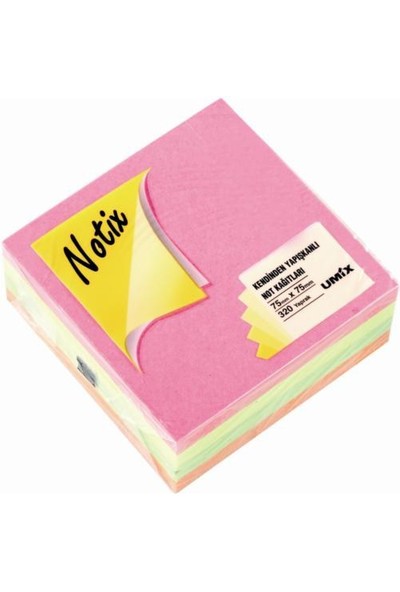 Notix Neon 4 Renk Küp 320 Yp. 75x75 mm Yapışkanlı Not Kağıdı (N-4R-7575) Notix Neon 4 Renk Küp 320 Yp. 75x75 mm Yapışkanlı Not Kağıdı (N-4R-7575)