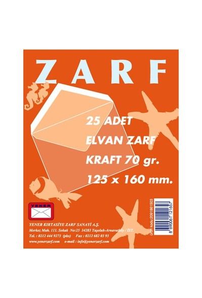 Yener Elvan Zarf 172 114x162 Mm 70gr 25’Li