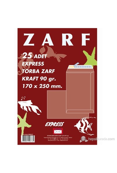 Yener Torba Zarf 187 170x250 Mm 90gr Kraft Express 25'Li Yener Torba Zarf 187 170x250 Mm 90gr Kraft Express 25'Li