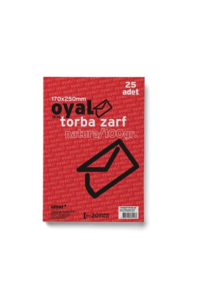 Oyal Torba Zarf (17X25) 100 gr 25'li Oyal Torba Zarf (17X25) 100 gr 25'li