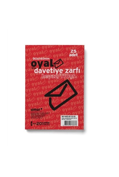 Oyal Zarf Davetiye 9X14 110Gr Beyaz 25'li Oyal Zarf Davetiye 9X14 110Gr Beyaz 25'li