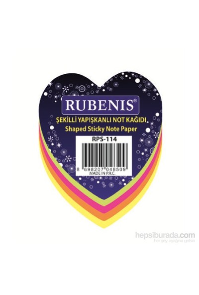 Rubenis Rps114 Not Kağıdı Kalp Desenli Fosforlu Rubenis Rps114 Not Kağıdı Kalp Desenli Fosforlu