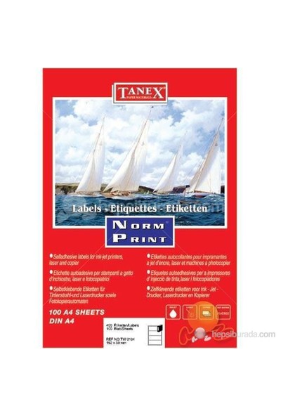 Tanex TW-2104 192x59 mm Laser Etiket 100 Ad. Tanex TW-2104 192x59 mm Laser Etiket 100 Ad.