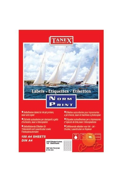 Tanex TW-2140 40 mm Laser Etiket 100 Ad. Tanex TW-2140 40 mm Laser Etiket 100 Ad.
