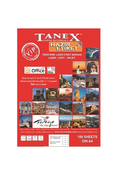 Tanex TW-2160 60 mm Laser Etiket 100 Ad. Tanex TW-2160 60 mm Laser Etiket 100 Ad.