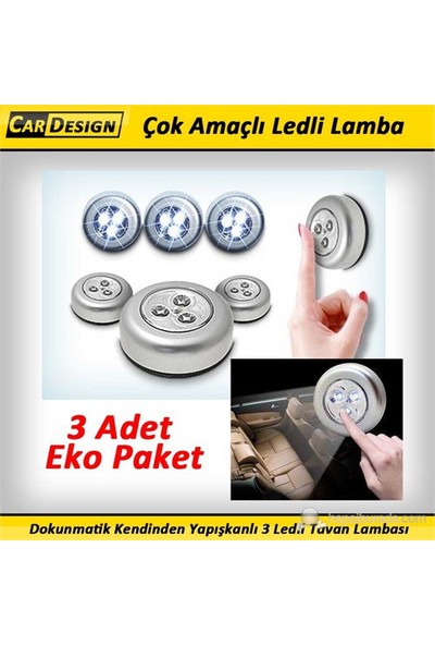 CRD 3'lü Eko Paket Dokunmatik Kendinden Yapışkanlı 3 Ledli Tavan Lambası CRD 3'lü Eko Paket Dokunmatik Kendinden Yapışkanlı 3 Ledli Tavan Lambası
