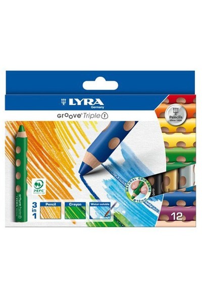 Lyra 3'Ü Bir Arada Boya Kalemi Kuru-Sulu-Pastel Boya 12Li L3831120 Lyra 3'Ü Bir Arada Boya Kalemi Kuru-Sulu-Pastel Boya 12Li L3831120