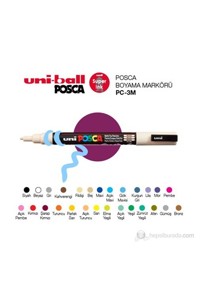 Uni Poster Markörü Posca Pc-3M 0.9-1.3 Beyaz Uni Poster Markörü Posca Pc-3M 0.9-1.3 Beyaz
