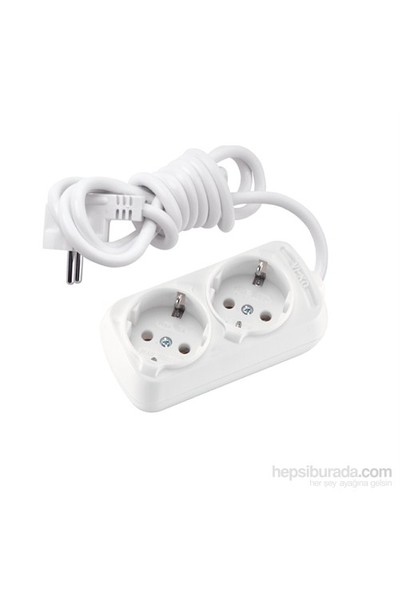Viko Multi-Let İkili Priz Topraklı Kablolu Çocuk Korumalı 1 Metre-Beyaz 90113201
