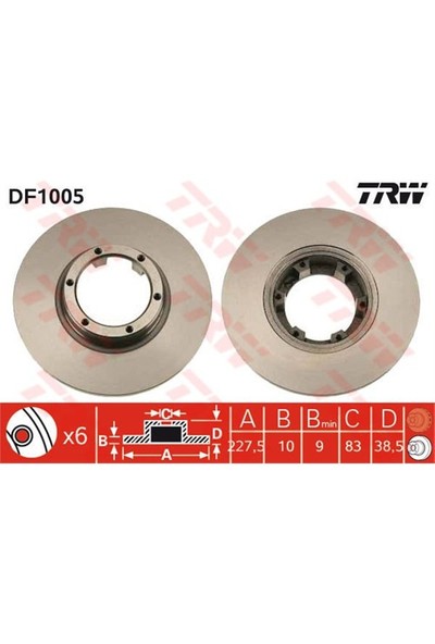 Trw Df1005 Ön Fren Aynası R12 -Toros R5 (75/85) (228X10x6dl)