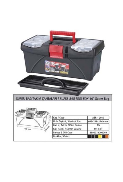 AutoCet 16 inç SUPER-BAG Boş Takım Çantası (Malzeme kutusu ) AutoCet 16 inç SUPER-BAG Boş Takım Çantası (Malzeme kutusu )
