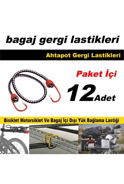 Kancalı Çok Amaçlı Bagaj Yük Bağlama Lastiği 12 Adet 41184