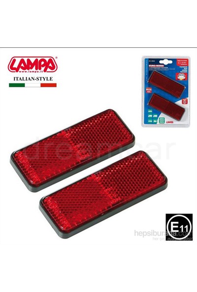 Lampa E11 Belgeli Kırmızı Reflektör Dikdörtgen 2 Ad. 20540 Lampa E11 Belgeli Kırmızı Reflektör Dikdörtgen 2 Ad. 20540
