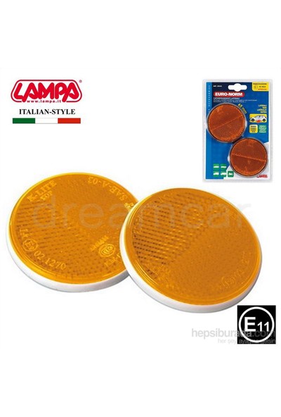 Lampa E11 Belgeli Sarı Reflektör Yuvarlak 2 Ad. 20545 Lampa E11 Belgeli Sarı Reflektör Yuvarlak 2 Ad. 20545