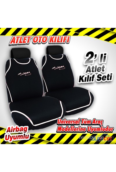 AutoCet K.Atatürk İmza Atlet Oto Koltuk Kılıf (Siyah- Beyaz) 3541a