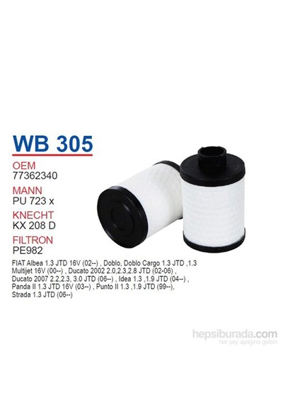 Wunder FIAT ALBEA-PALİO-DOBLO 1.3 JTD Mazot Filtresi OEM NO: 77362340 Wunder FIAT ALBEA-PALİO-DOBLO 1.3 JTD Mazot Filtresi OEM NO: 77362340