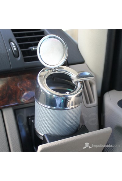 Dreamcar Metal Küllük Gümüş Karbon Otomatik Kapaklı 0700902 Dreamcar Metal Küllük Gümüş Karbon Otomatik Kapaklı 0700902