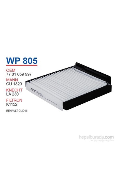 Wunder RENAULT CLiO III Polen Filtresi OEM NO: 7701059997 Wunder RENAULT CLiO III Polen Filtresi OEM NO: 7701059997