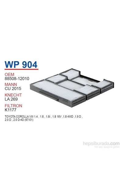 Wunder TOYOTA COROLLA (KATLANIR) Polen Filtresi OEM NO:88508-12010 Wunder TOYOTA COROLLA (KATLANIR) Polen Filtresi OEM NO:88508-12010