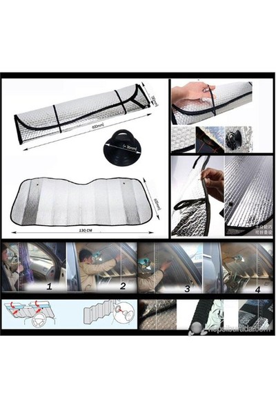 Ermiya Oto Araç Araba Güneşliği Ön Cam Güneşliği Parlak Güneşlik Güneşlik Büyük-130x60 cm