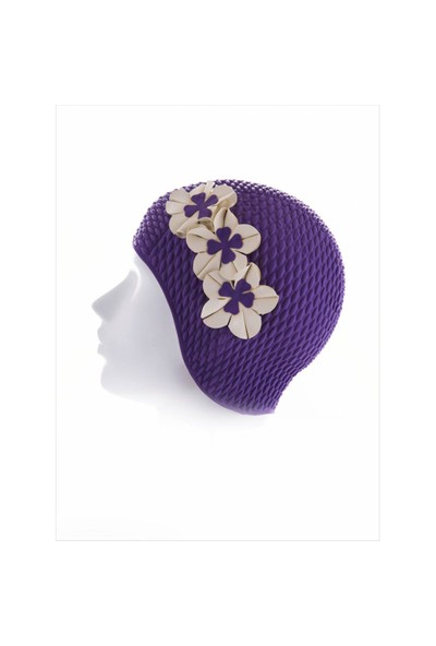 Ayyıldız 3119 Mor Çiçek İşlemeli Havuz Bonesi