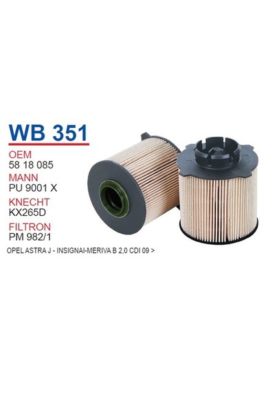 Wunder OPEL Astra J Kasa Mazot Filtresi OEM NO: 5818085 Wunder OPEL Astra J Kasa Mazot Filtresi OEM NO: 5818085