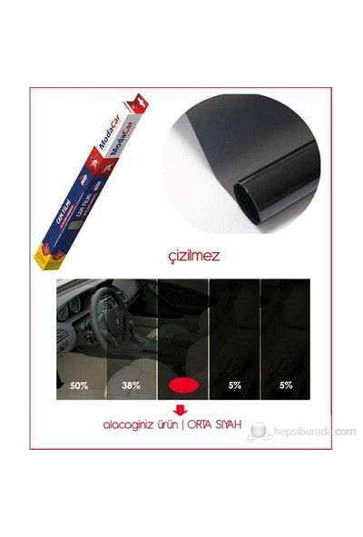 ModaCar ÇİZİLMEZ ORTA SİYAH Cam Filmi 75 cm x 6 Metre (4,5 Metrekare) 551304 ModaCar ÇİZİLMEZ ORTA SİYAH Cam Filmi 75 cm x 6 Metre (4,5 Metrekare) 551304