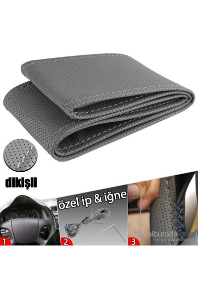 Fox Dikmeli Noktalı 38 Cm Gri Direksiyon Kılıfı Astarlı