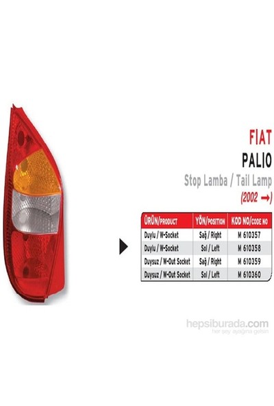 Mars - Stop Lambası Sol (Fıat Palıo 2005) Duysuz - Mrs 610360 Mars - Stop Lambası Sol (Fıat Palıo 2005) Duysuz - Mrs 610360