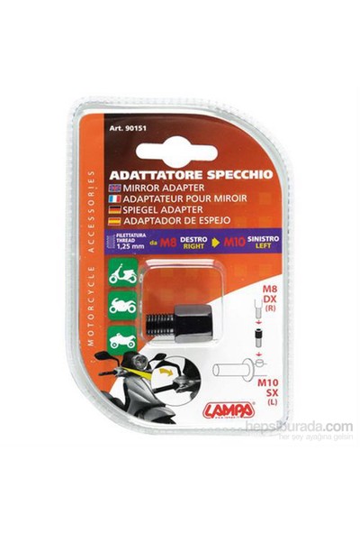 Lampa Motosiklet Ayna Adaptörü M8dx(R) > M10sx(L) Dönüştürücü 90151 Lampa Motosiklet Ayna Adaptörü M8dx(R) > M10sx(L) Dönüştürücü 90151