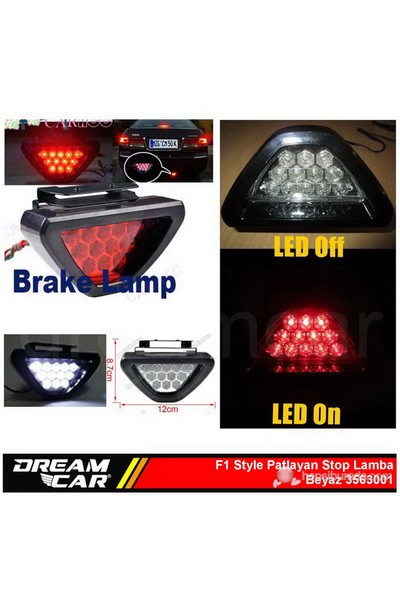 Dreamcar F1 Style Beyaz Flash Patlayan Stop Lamba 12 Led 3563001