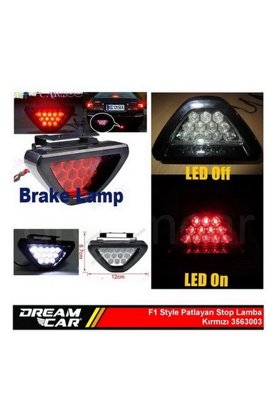 Dreamcar F1 Style Kırmızı Flash Patlayan Stop Lamba 12 Led 3563003