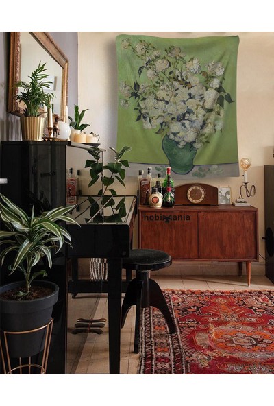 Hobimania Duvar Örtüsü Tapestry Vincent Van Gogh Vase Of Roses 70X100 cm Duvar Dekorasyon Moda Hobimania Duvar Örtüsü Tapestry Vincent Van Gogh Vase Of Roses 70X100 cm Duvar Dekorasyon Moda