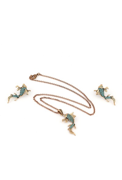 Uslada Bijoux House Koi Balığı Kolye-Küpe Set