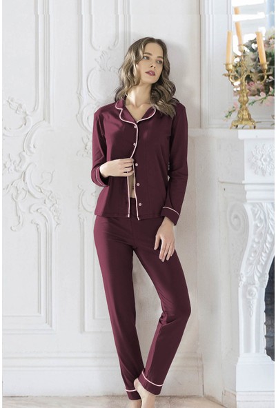 Özkan Underwear Özkan 25100 Kadın Pamuklu Uzun Kollu Düğmeli Manşetli Pijama Takımı Özkan Underwear Özkan 25100 Kadın Pamuklu Uzun Kollu Düğmeli Manşetli Pijama Takımı