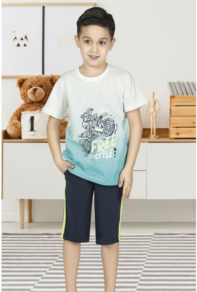 Özkan Underwear Özkan 31803 Erkek Çocuk Pamuklu Şortlu Pijama Takımı