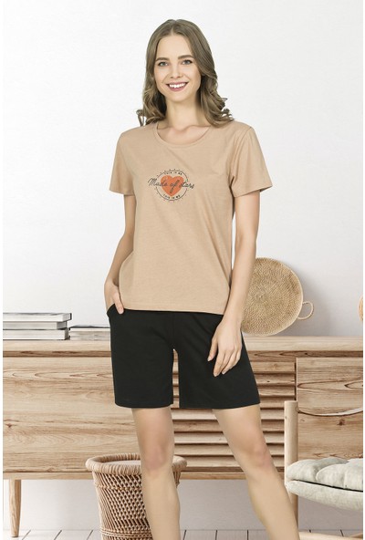 Özkan Underwear Özkan 25830 Kadın Pamuklu Şortlu Pijama Takımı