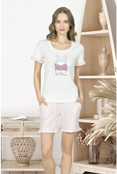 Özkan Underwear Özkan 25824 Kadın Pamuklu Şortlu Pijama Takımı