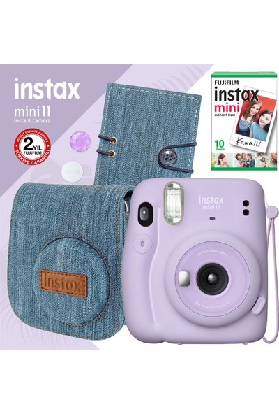Instax Mini 11 Lila Fotoğraf Makinesi ve Jean Aksesuarlı Seti 2