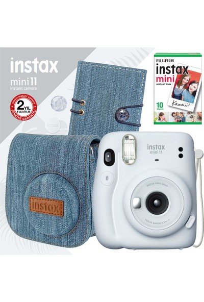 Instax Mini 11 Beyaz Fotoğraf Makinesi ve Jean Aksesuarlı Seti 2 Instax Mini 11 Beyaz Fotoğraf Makinesi ve Jean Aksesuarlı Seti 2