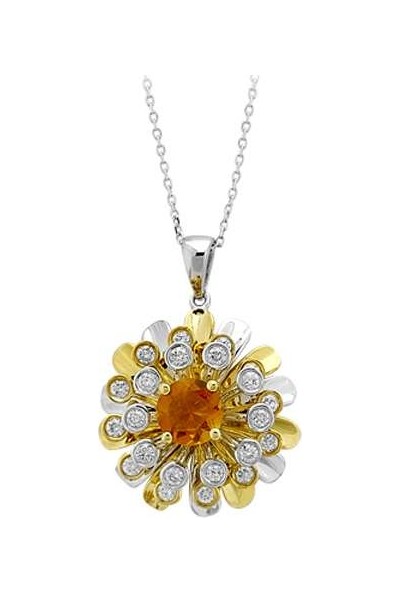 Sirius Citrin Ve Pırlanta Taşlı Kolye