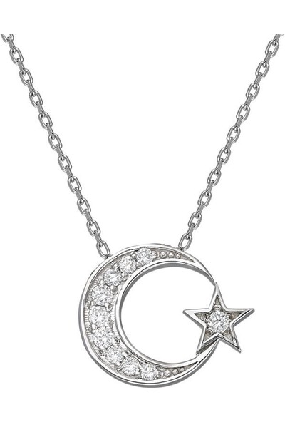 Sirius Pırlanta Taşlı Ay Yıldız Kolye