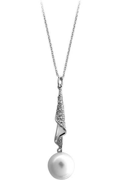 Sirius Pırlanta Taşlı Sallantılı İnci Kolye