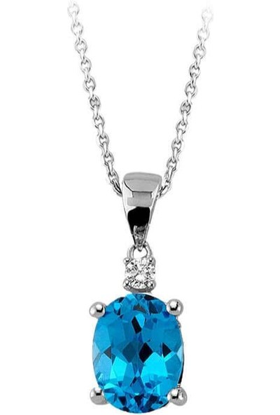 Sirius Mavi Topaz ve Pırlanta Taşlı Kolye Sirius Mavi Topaz ve Pırlanta Taşlı Kolye