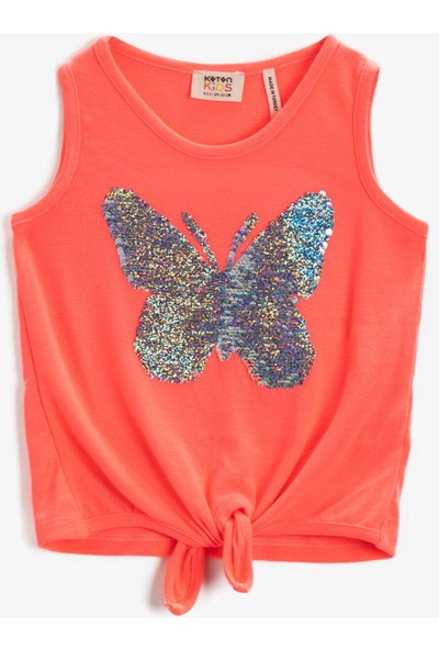Koton Kelebek Baskılı Atlet Pullu Önden Bağlamalı