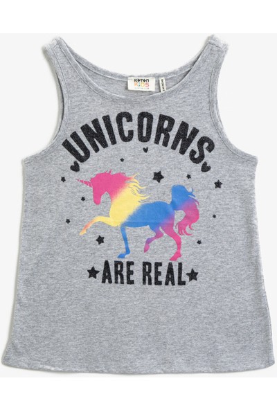 Koton Sloganlı Atlet Unicorn Baskılı