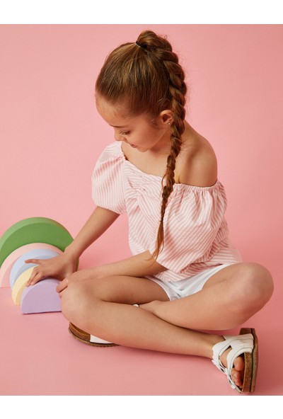 Koton Çizgili Bluz Balon Kollu